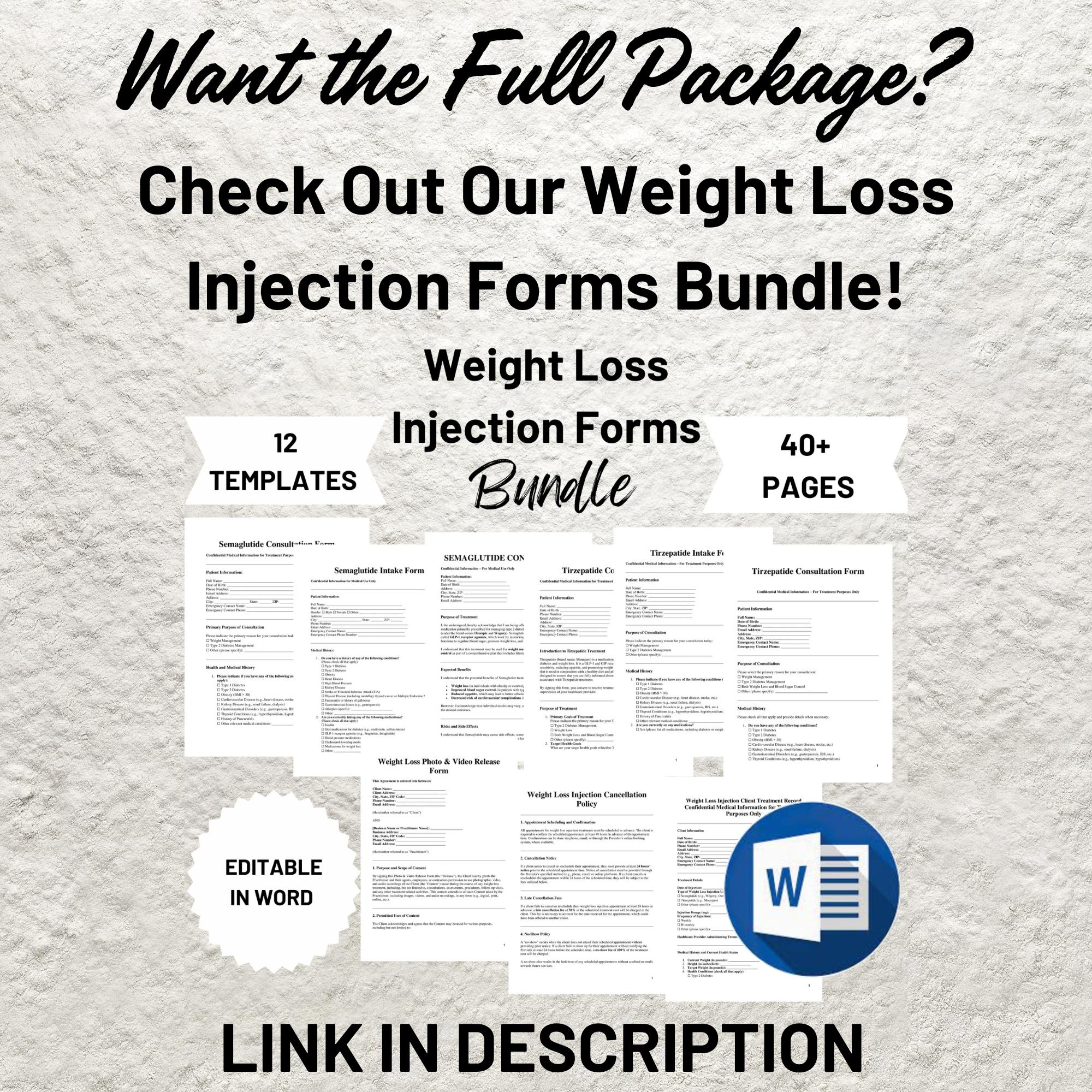 Editable Semaglutide Bundle Forms Template, Weight Loss Business ...