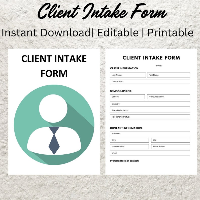 New Client Intake Sheet Form Canva Template Client Questionaire ...