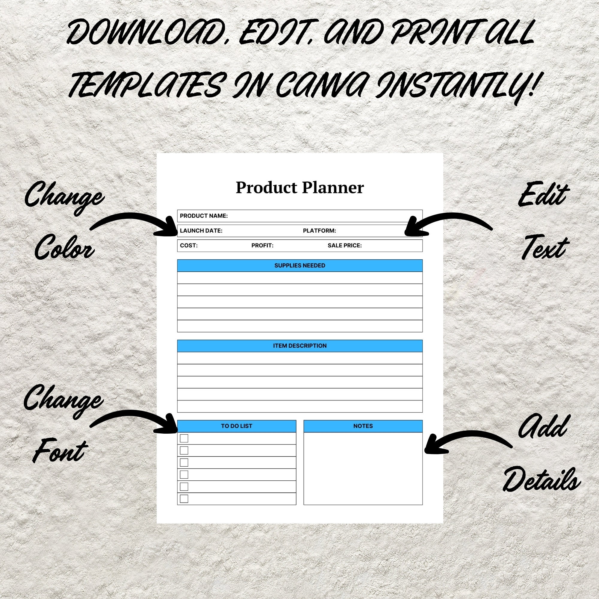 Product Planner Template Printable New Product Planner Product Launch ...
