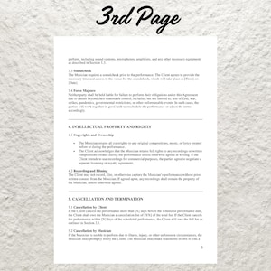Editable Musician Contract Template: Music Performance Agreement (PDF & Word) - Etsy