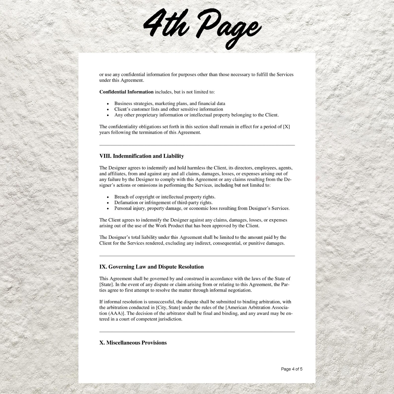 Graphic Design Contract Template Editable Graphic Designer Client ...