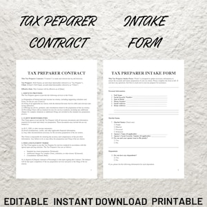 Tax Preparer Forms Bundle: Editable Client Intake Templates (PDF Kit ...