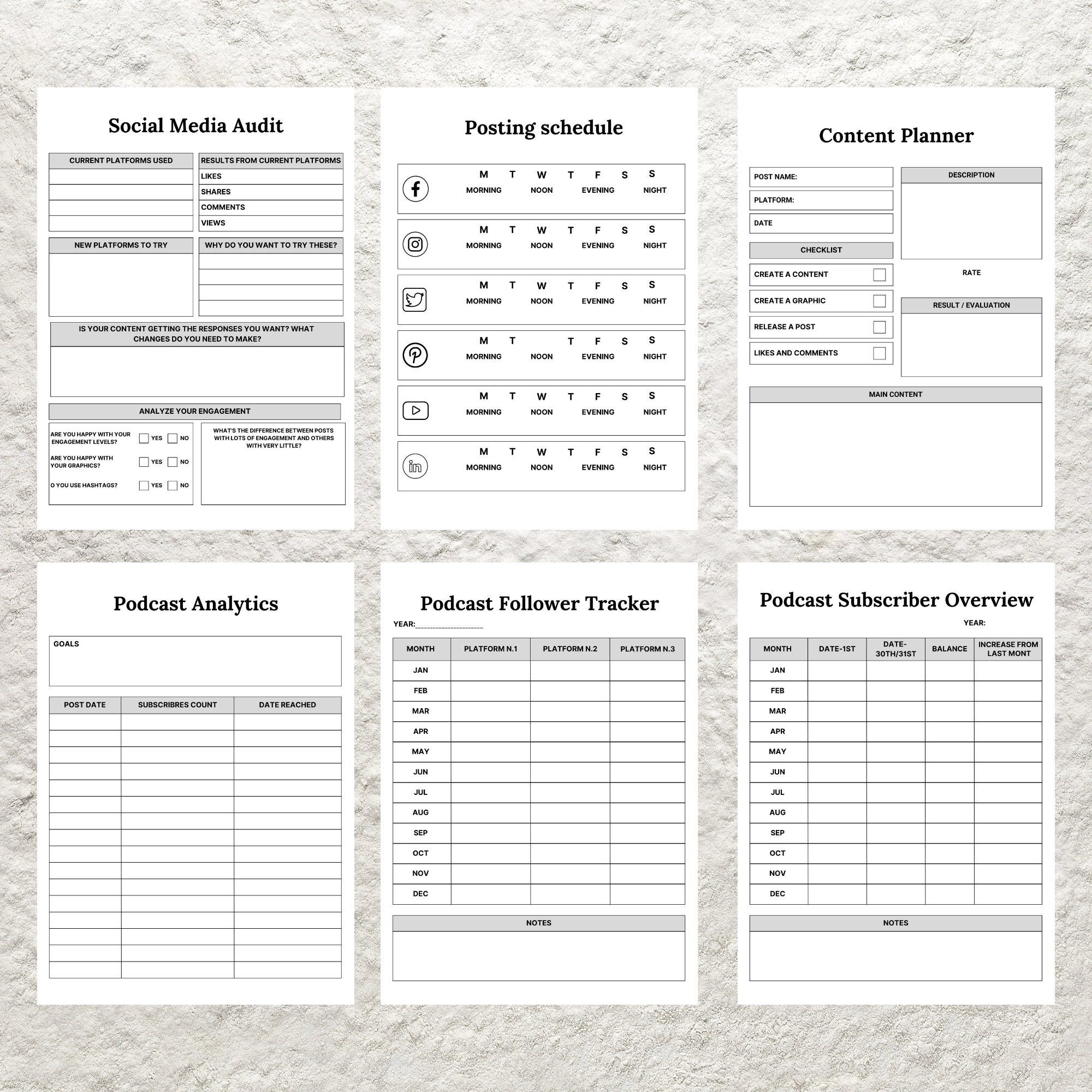 Editable Podcast Planner Bundle: Content Calendar, Checklist (printable ...