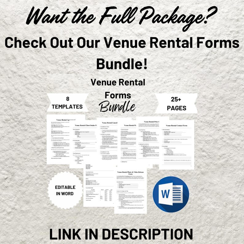 Editable Venue Rental Agreement Template (MS Word) - Etsy