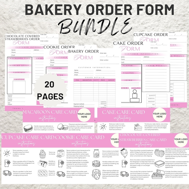 Bakery Business Order Forms Bundle - Editable Canva Cake & Cookie Order ...