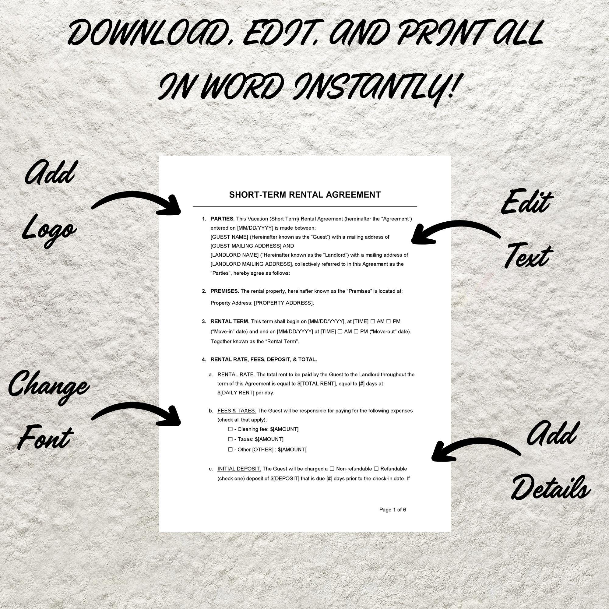 Airbnb Contract Template Bundle Airbnb Co Host Agreement Airbnb ...