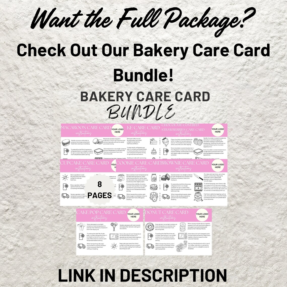 Cupcake Care Card Canva Template Editable Cupcake Care Instructions ...