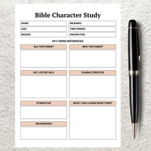 Bible Character Study Template Printable Bible Study Notes Christian ...
