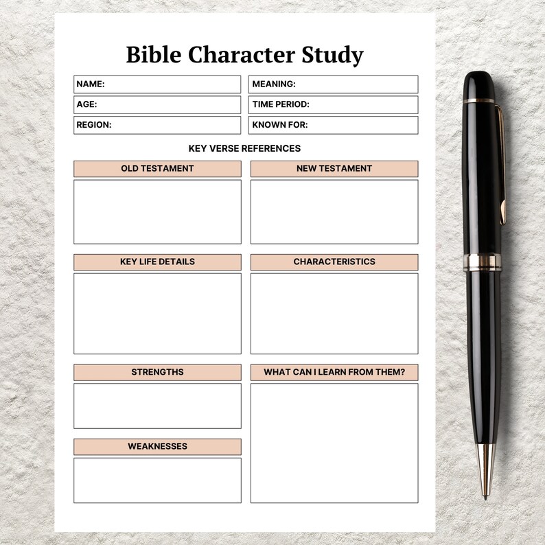Bible Character Study Template Printable Bible Study Notes Christian ...