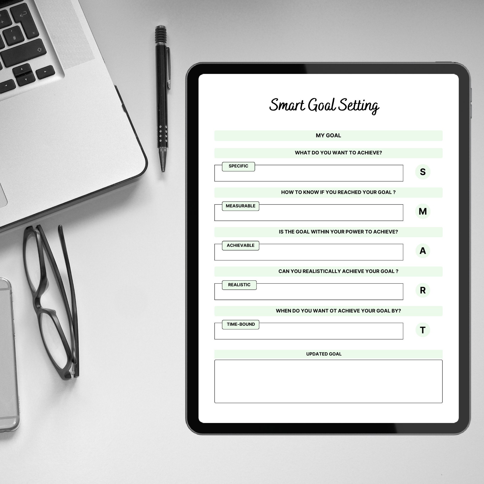 Smart Goals Planner Worksheet Printable Goal Setting Worksheet Template ...