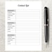 Editable Contact List Template Printable Contact Information List ...
