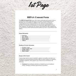 Editable HIPAA Consent Form Template: Medical Office Patient Form (word ...