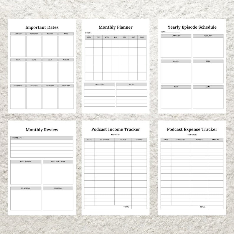 Editable Podcast Planner Bundle: Content Calendar, Checklist (printable ...