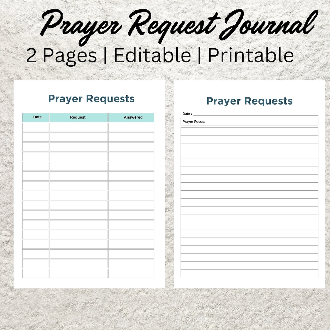 Prayer Request Journal Template Printable Prayer Tracker Prayer List ...