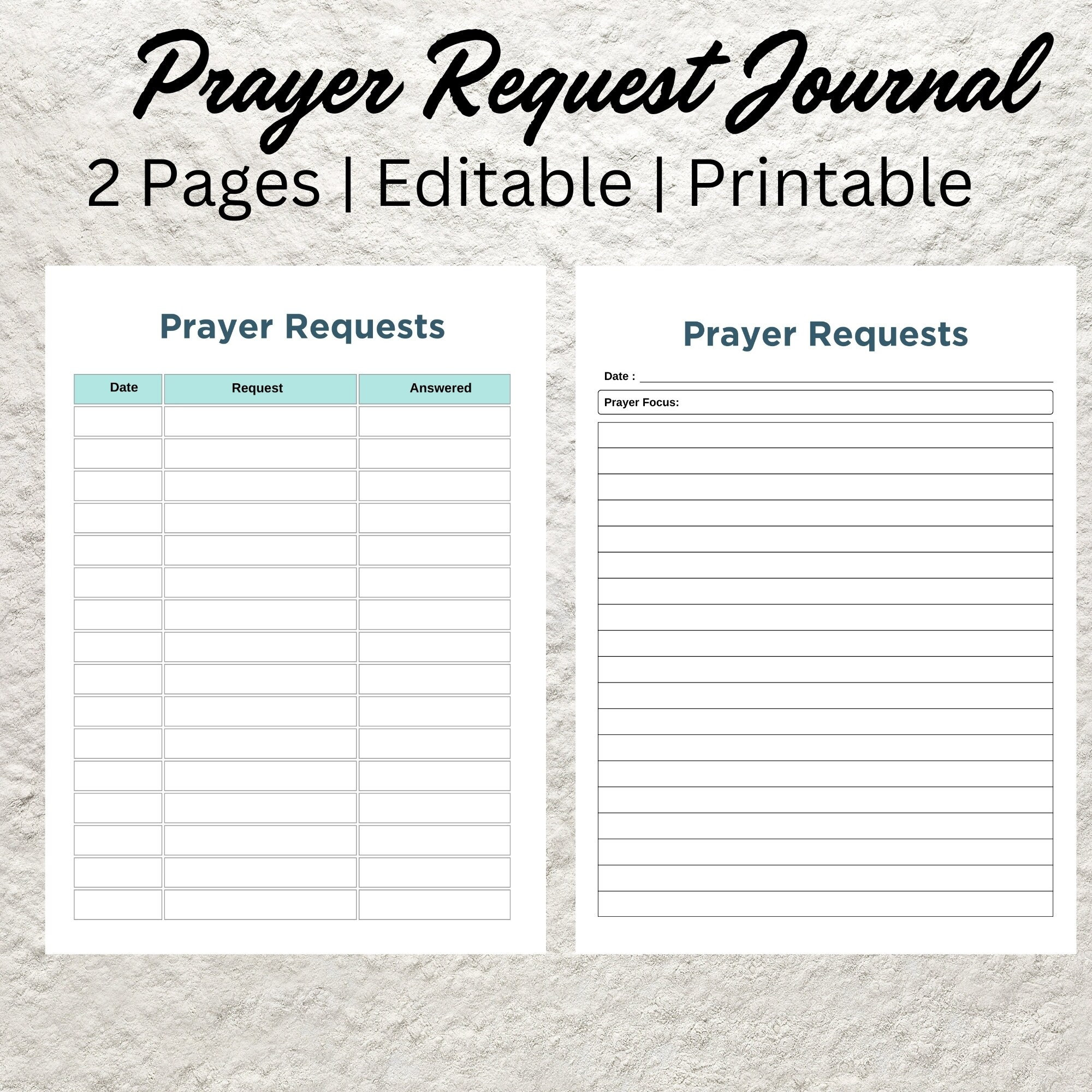 Prayer Request Journal Template: Printable Faith Planner (digital) - Etsy