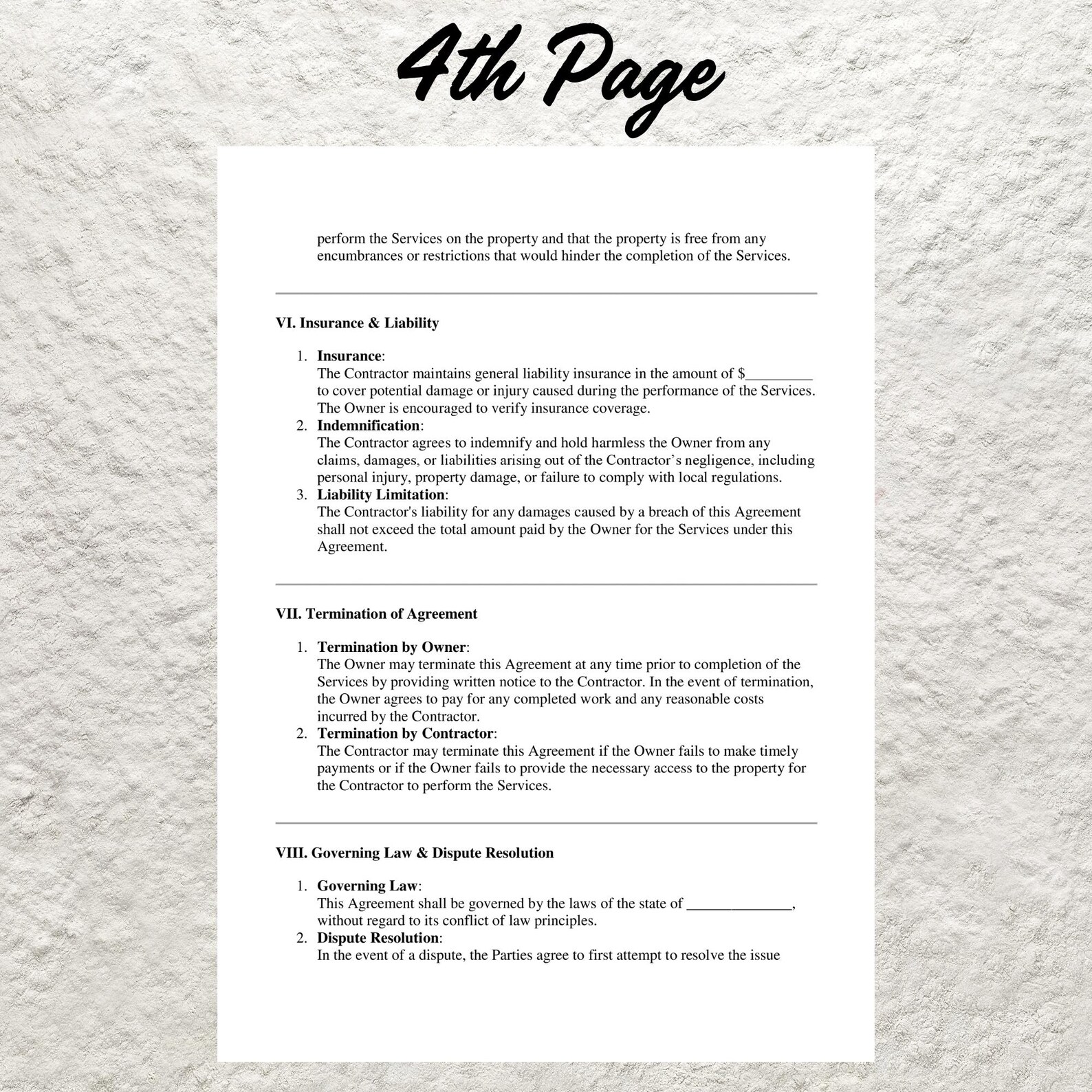 Fence Installation Contract Template Editable Fencing Service Agreement ...