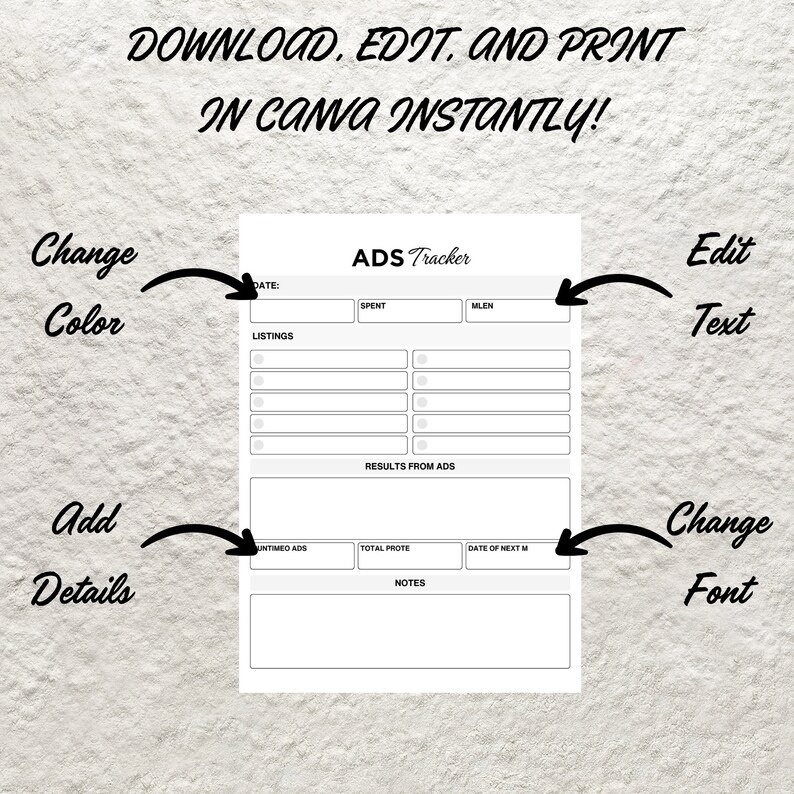 Ad Campaign Tracker Template Printable Ad Tracker Business Advertising ...