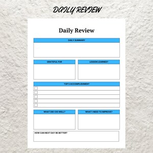 Daily Weekly Monthly Review Template Printable Daily Reflection Weekly ...