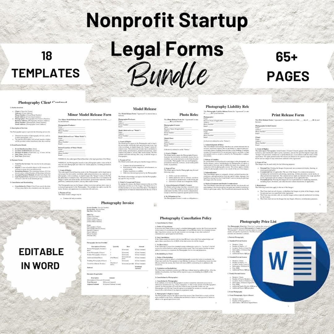 Non Profit Bundle Legal Templates for Non-profit Articles Bylaws 501c3 ...