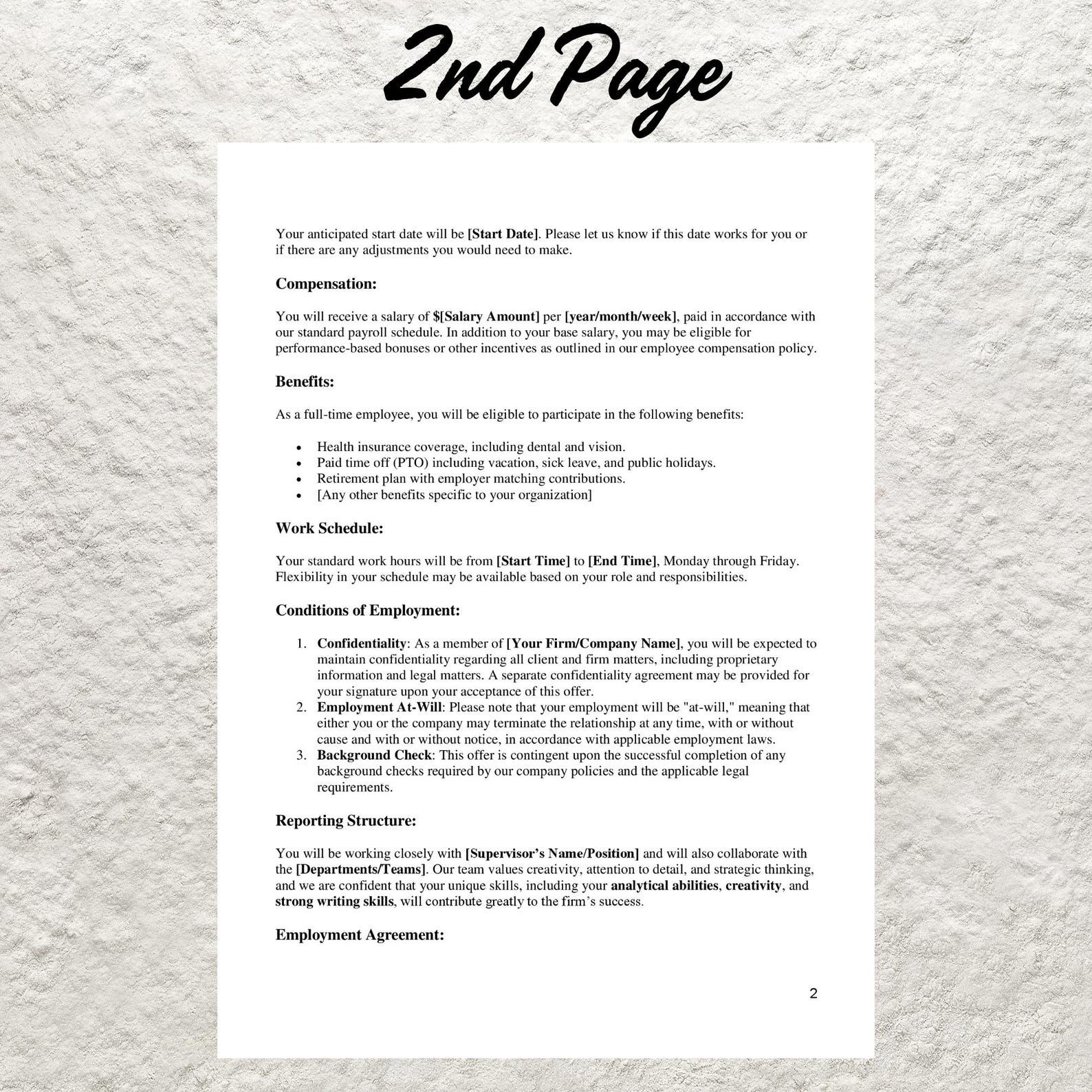 Editable Job Offer Letter Template: Printable Employment Form (word) - Etsy