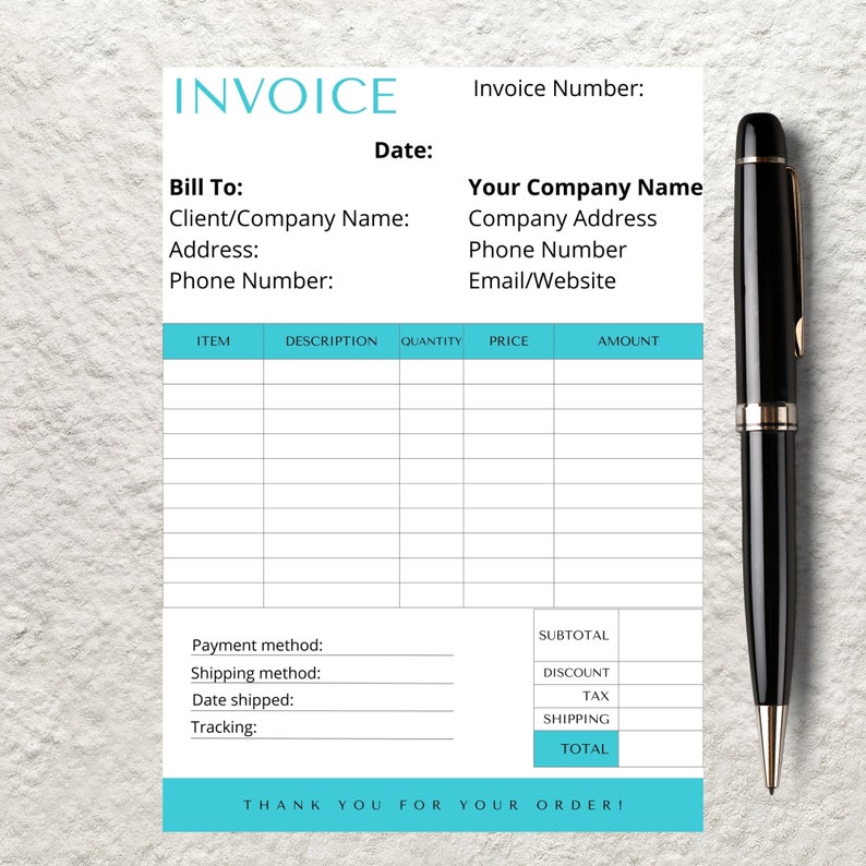Modern Invoice Template, Editable Business Receipt (printable Download ...