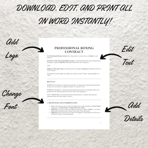 Professional Boxing Contract Template Editable Fighter’s Contract ...