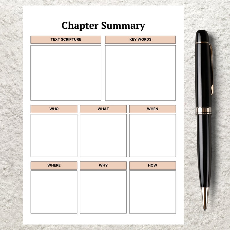 Bible Book Chapter Summary Template Printable Bible Study Guide Bible ...