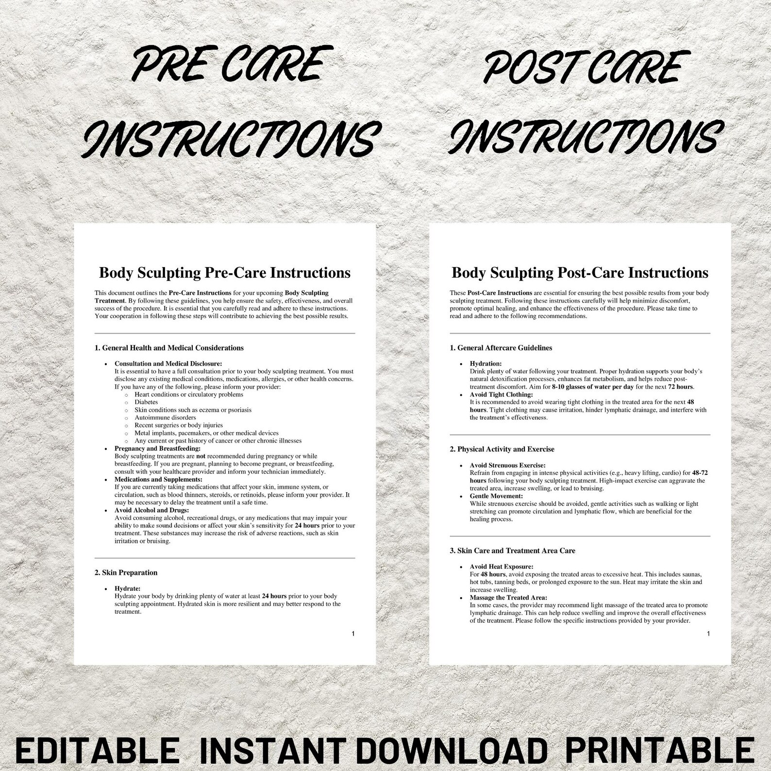 Body Sculpting Forms Template Bundle Editable Body Sculpting Intake ...