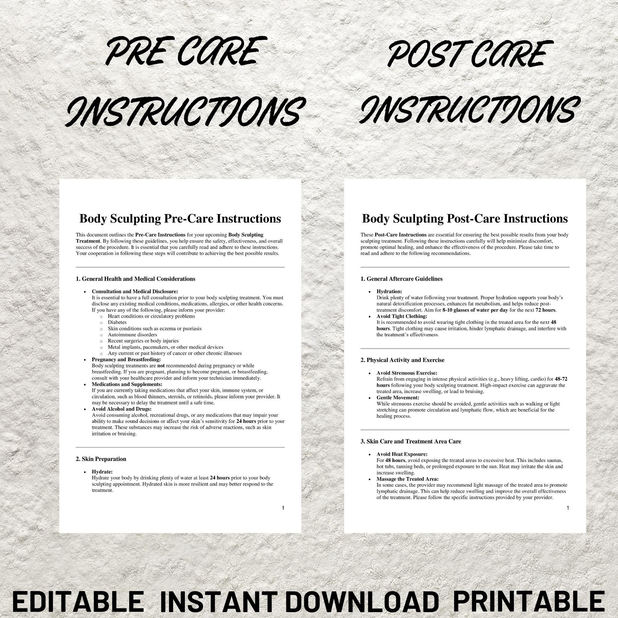 Body Sculpting Forms Template Bundle Editable Body Sculpting Intake ...