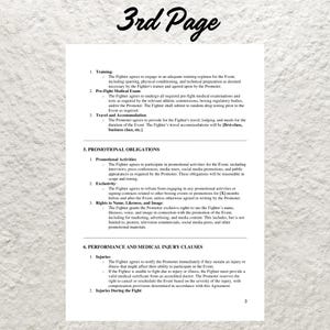 Professional Boxing Contract Template Editable Fighter’s Contract ...