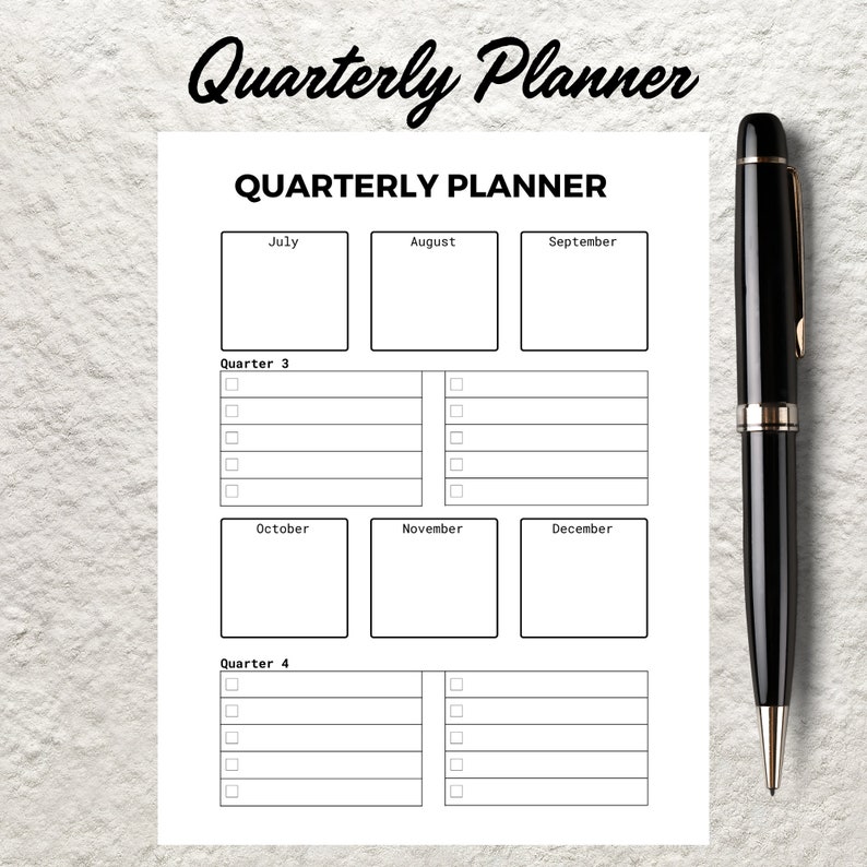 Quarterly Planner Template Printable Yearly Planner Quarterly Goal ...