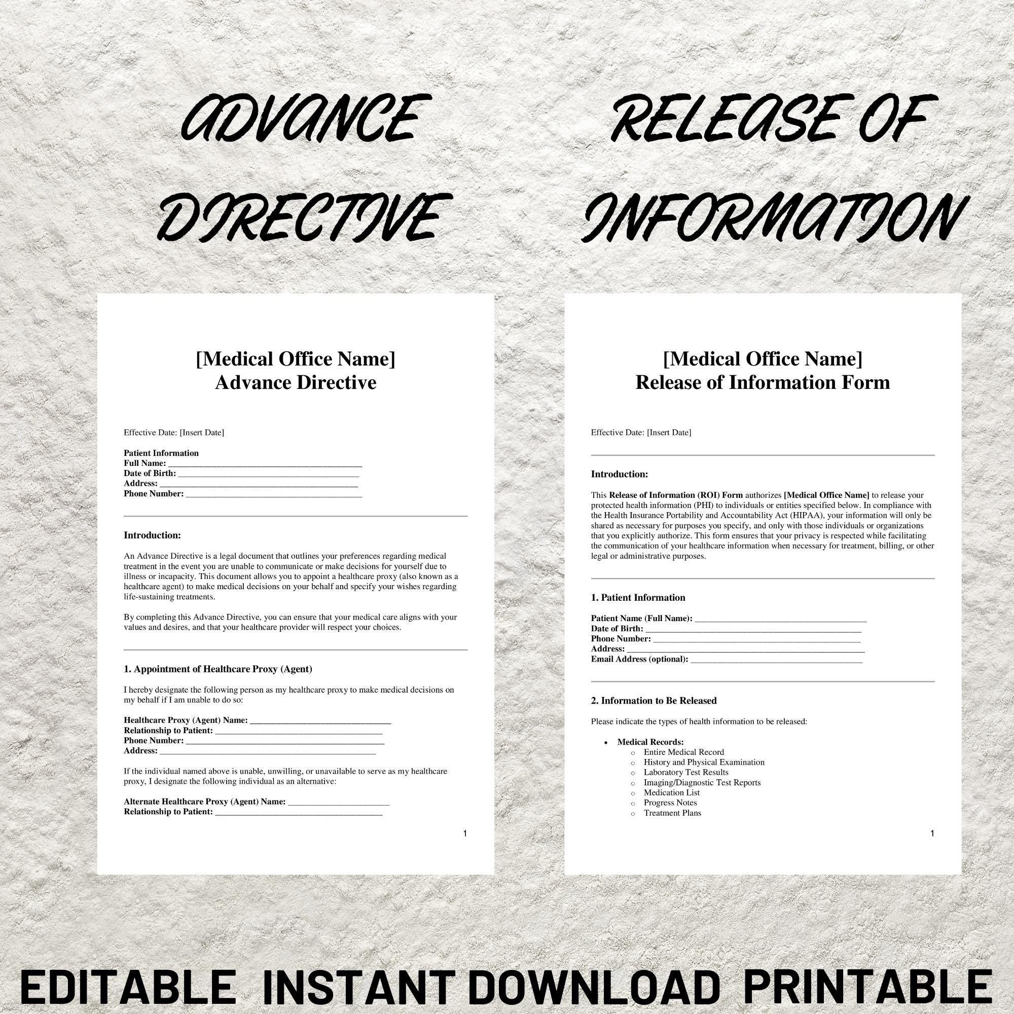 Medical Office Forms Bundle: Patient Intake, Consent & Policy Templates ...