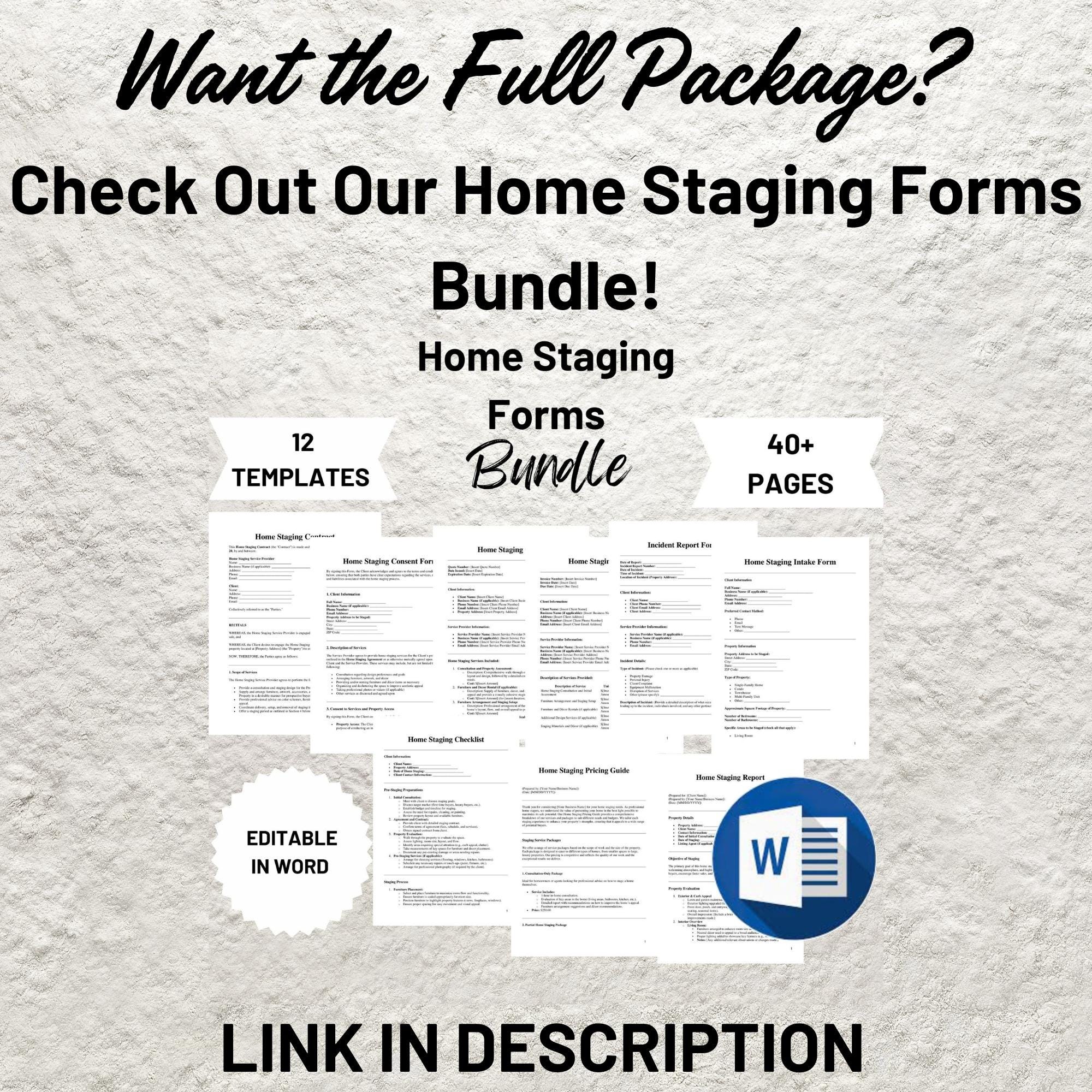 Home Staging Agreement Template Editable Home Staging Contract ...