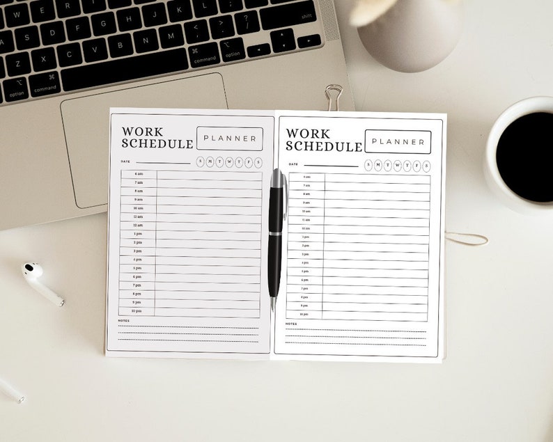 Work Schedule Template Organizer Planner Work Day Productivity Template ...