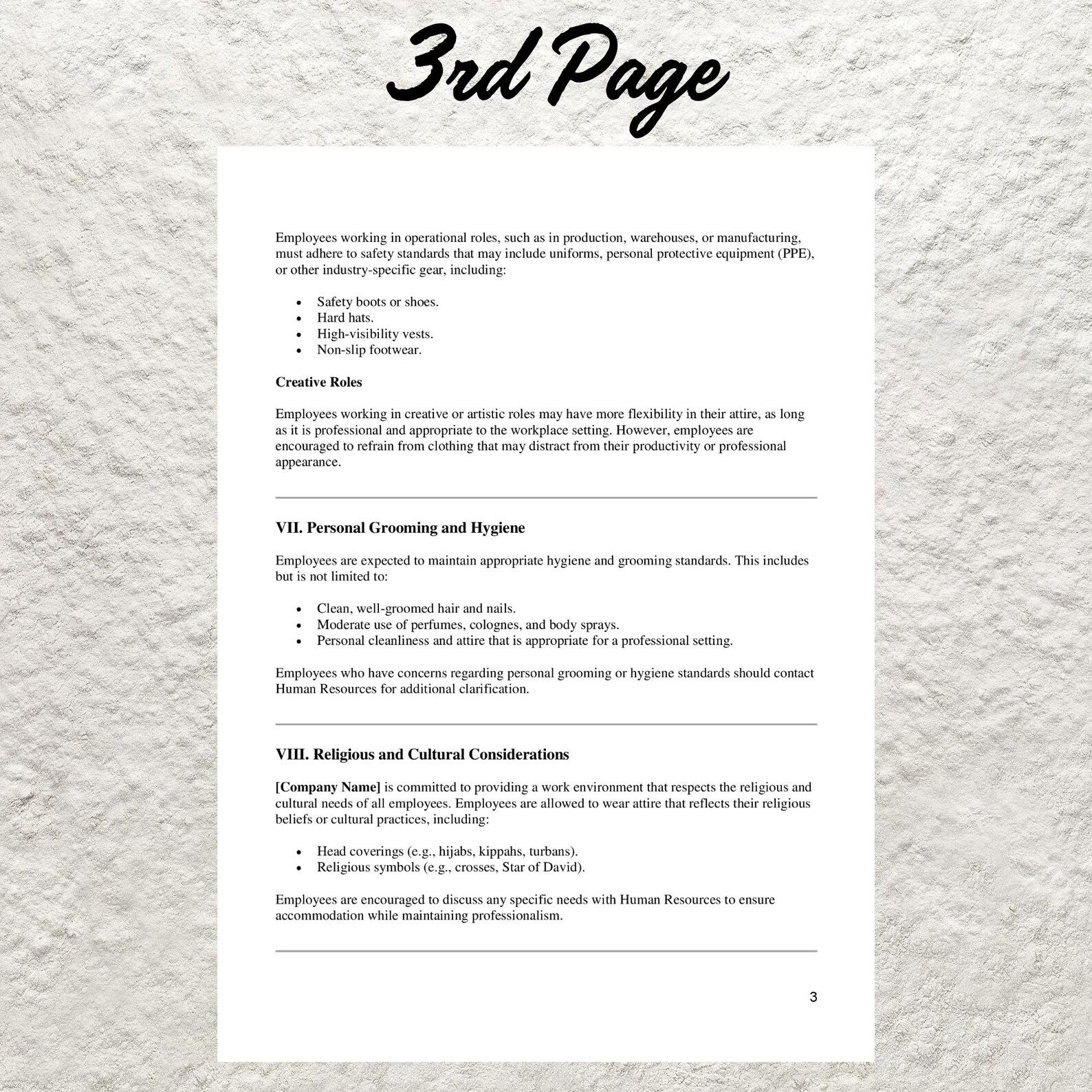 Dress Code Policy Template Editable Employee Dress Code Policy ...