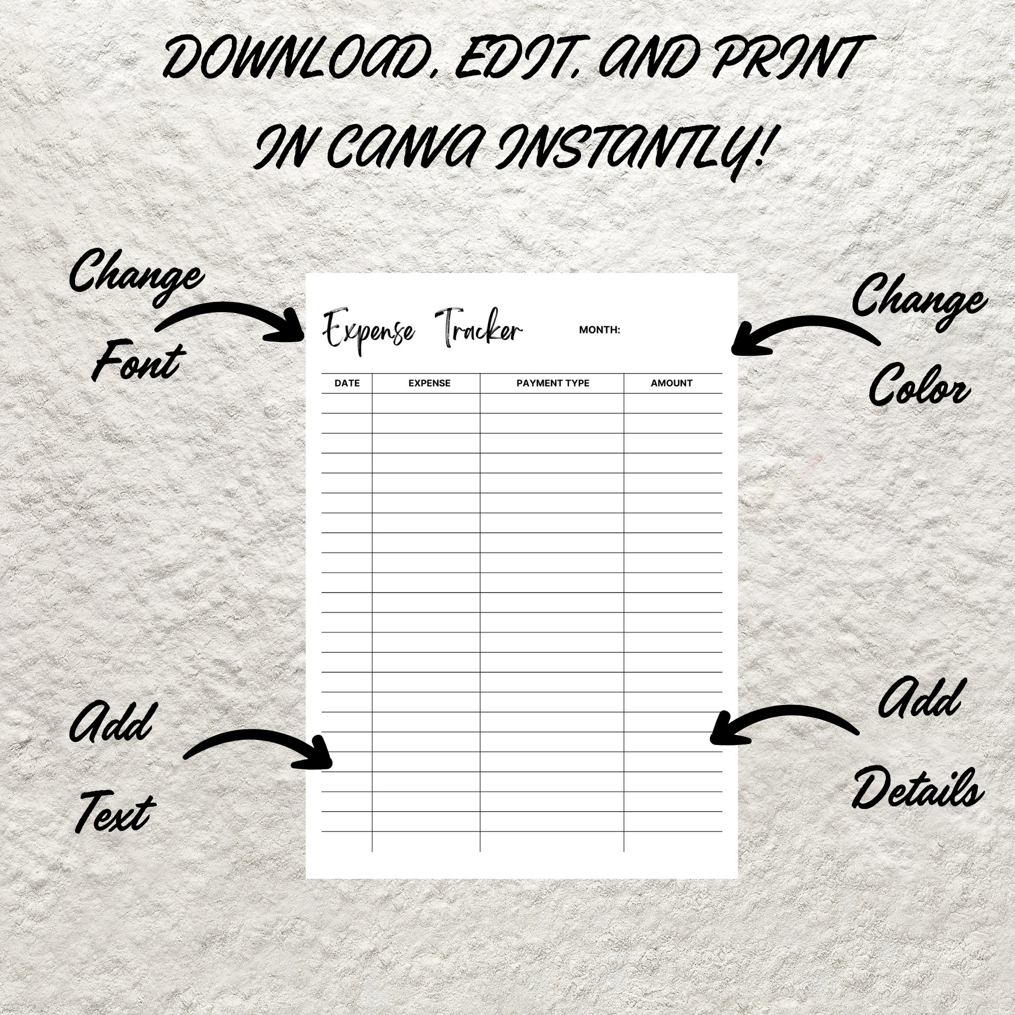 Editable Expense Tracker Template Printable Spending Tracker Template ...