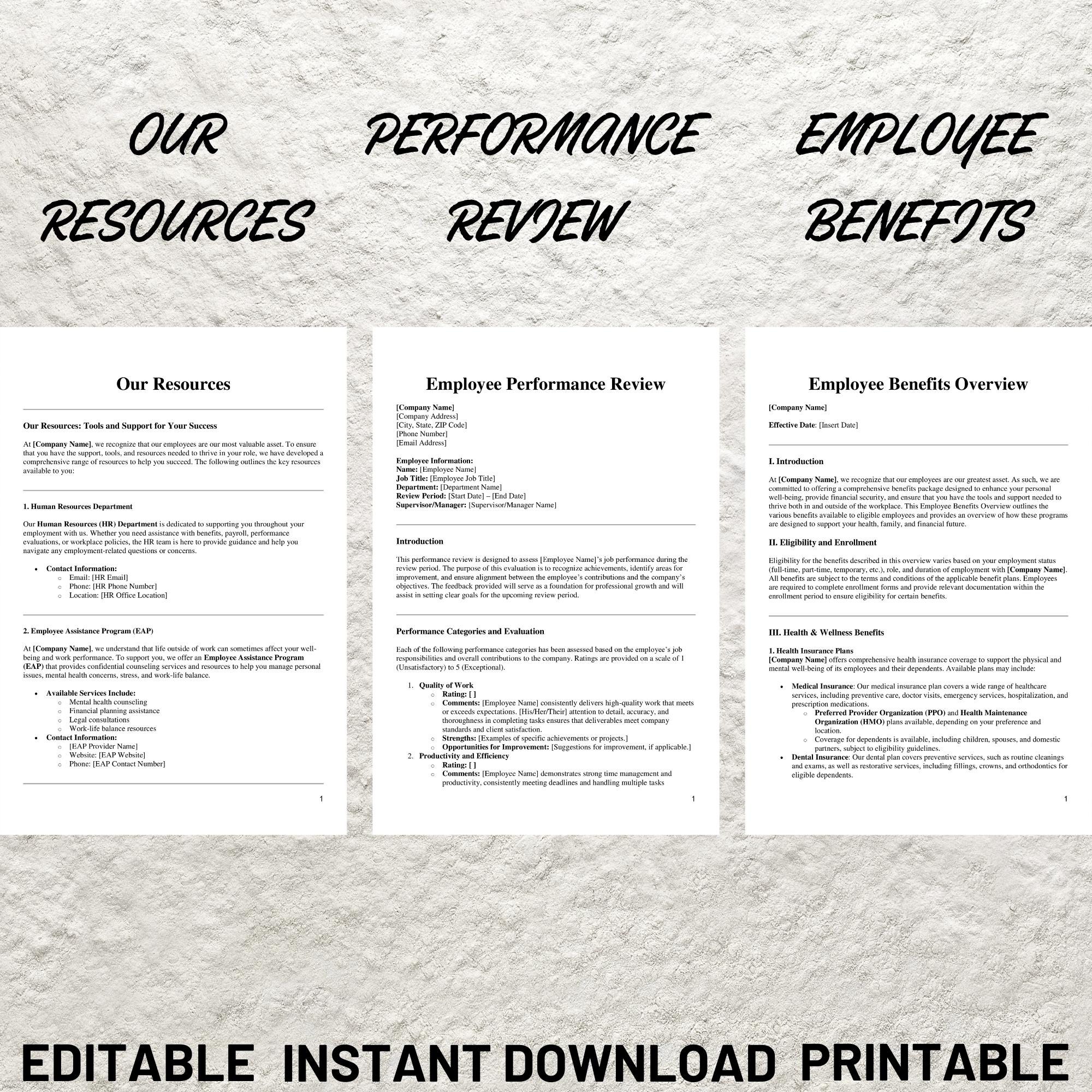 Editable Employee Handbook Template: New Hire Onboarding Guide (PDF ...