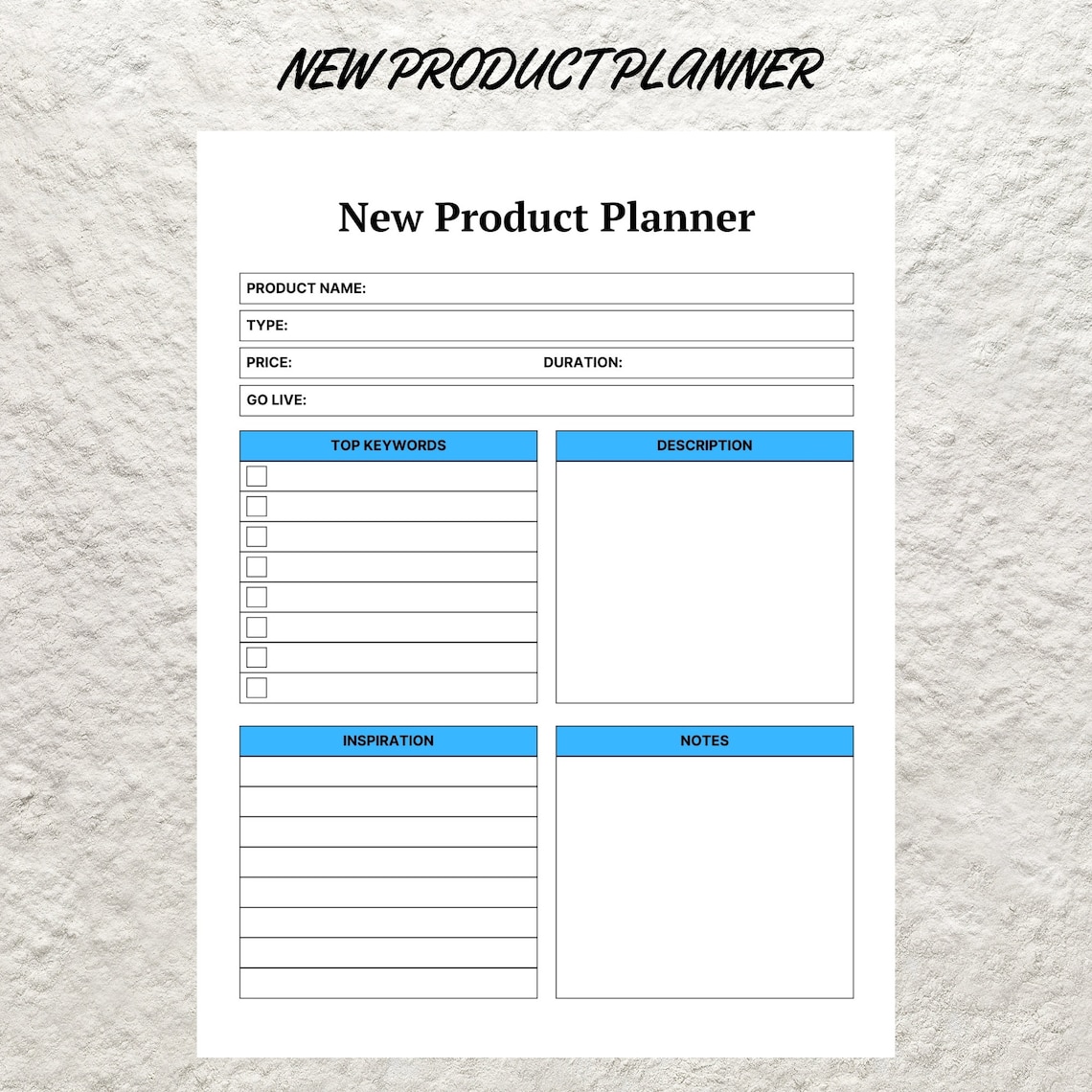 Product Planner Template Printable New Product Planner Product Launch Product Pricing Worksheet ...