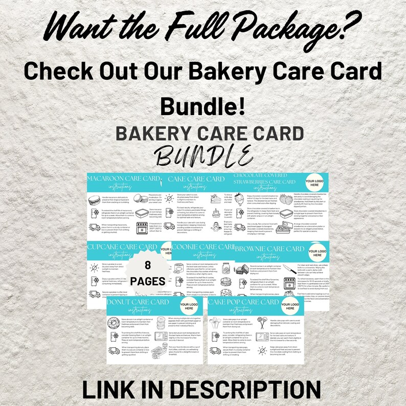 Editable Cake Care Card Canva Template Printable Cake Care Card ...
