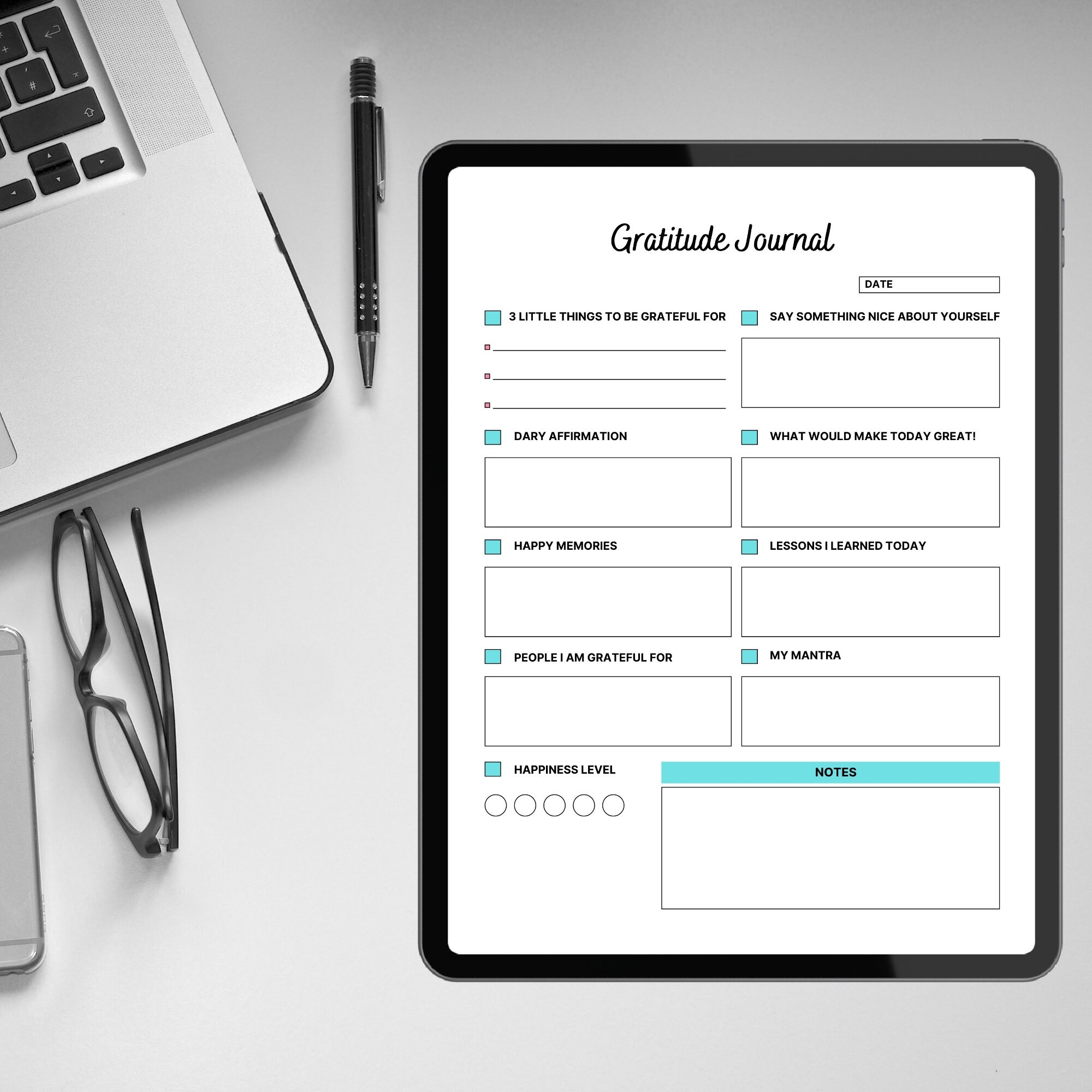 Printable Gratitude Journal Template Daily Weekly Monthly Gratitude ...