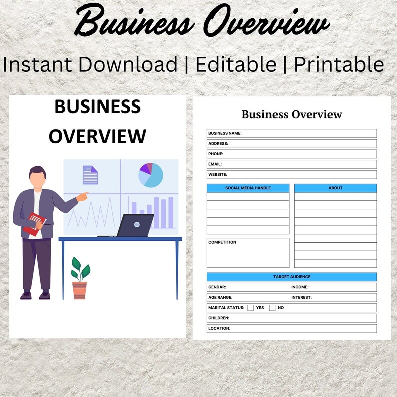 Business Overview Template Printable Business Overview Planner Small ...