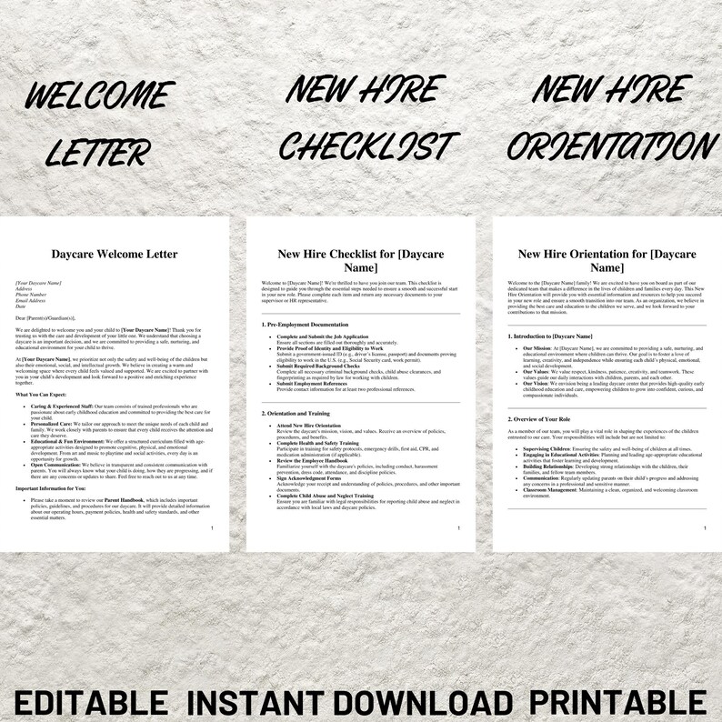 Daycare Employee Handbook Template: Editable Staff Policies (word ...