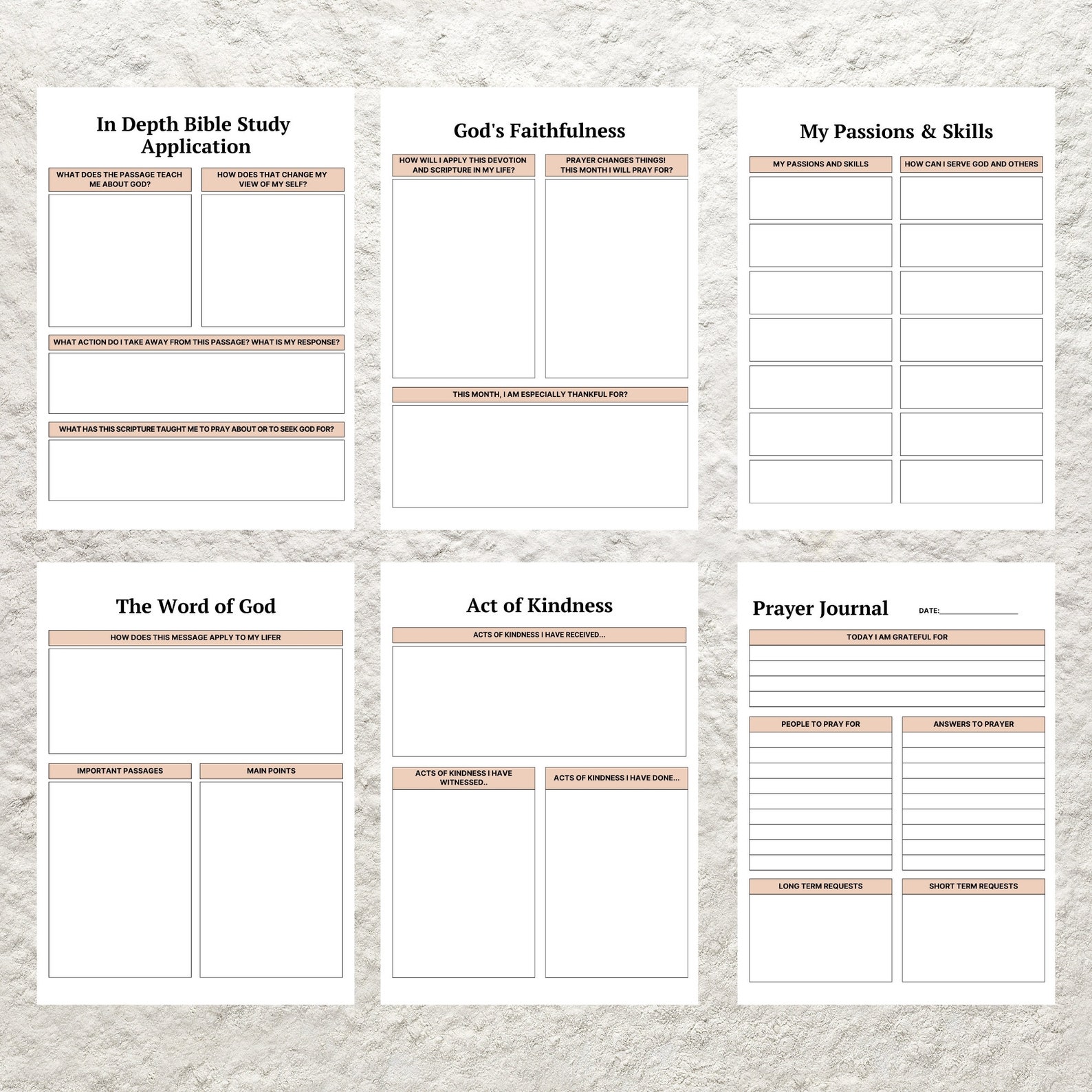 Bible Study & Devotional Journal Bundle Template Printable SOAP Digital ...
