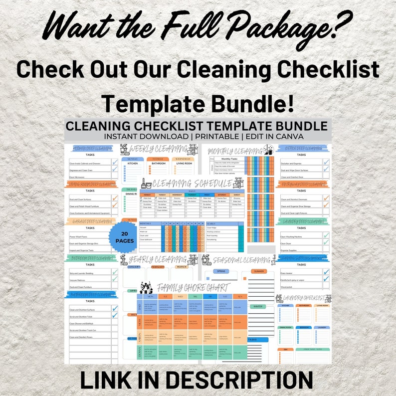 Editable Weekly Deep Cleaning Checklist Template Printable Cleaning ...