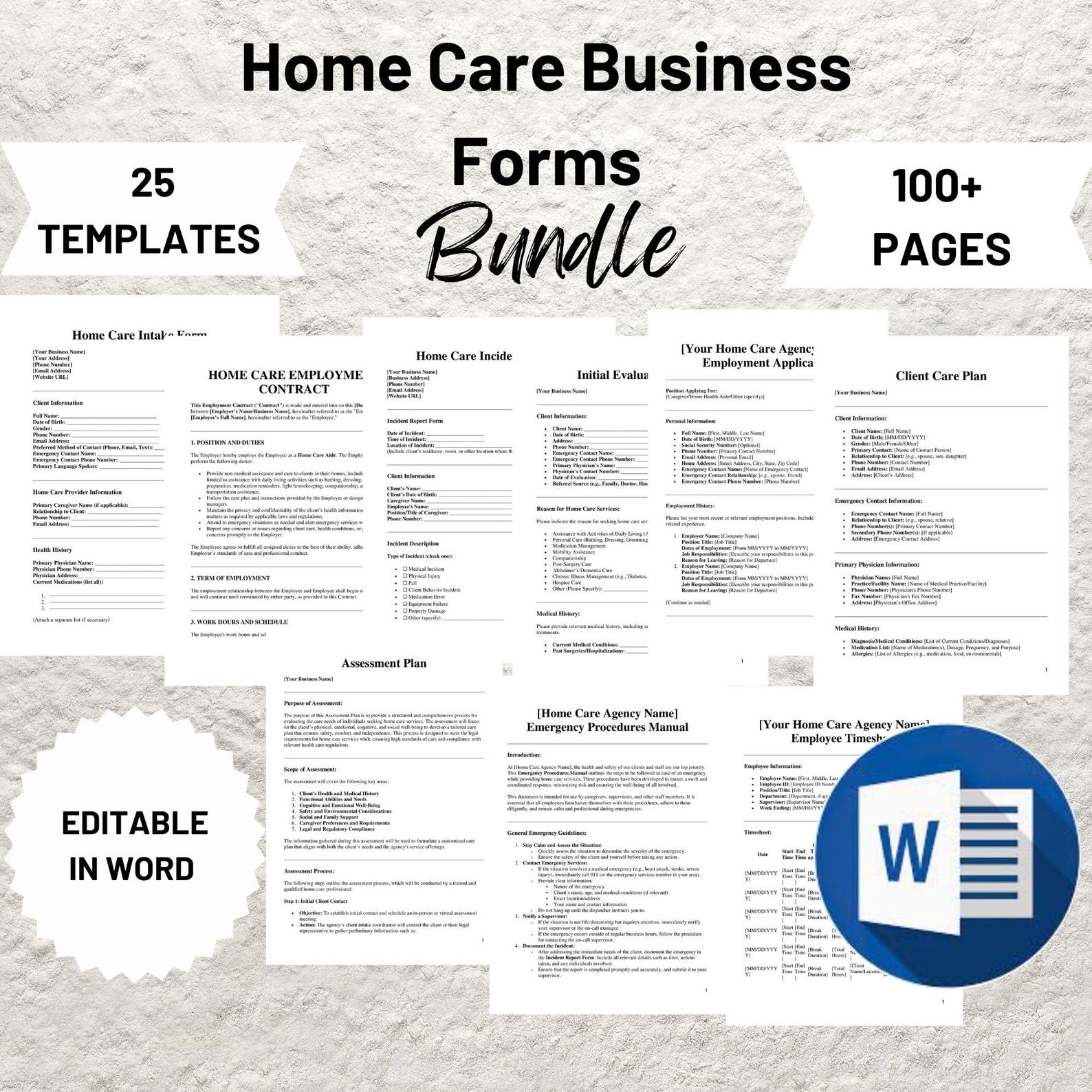 Editable Home Care Forms Bundle - Instant Download Digital Planner ...