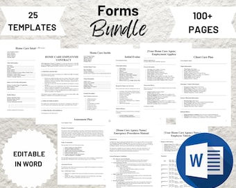 Home Care Business Forms Bundle: Editable Agency Templates (word) - Etsy