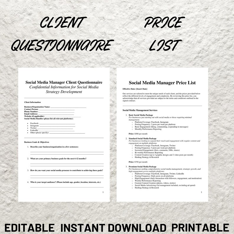 Freelance Social Media Manager Contract, Editable Social Media ...