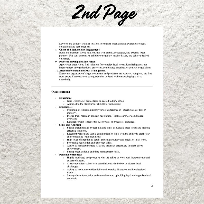 Job Description Template Editable Employee Job Description Printable ...