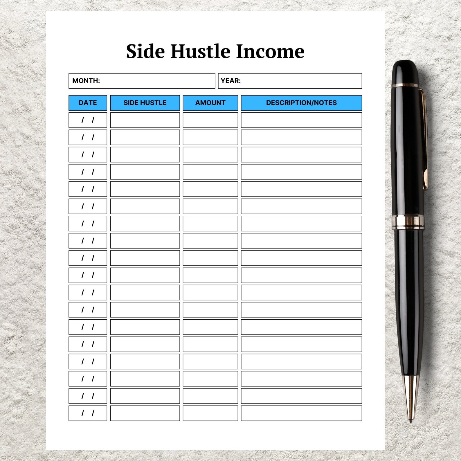 Side Hustle Income Tracker Template Printable Passive Income Stream ...
