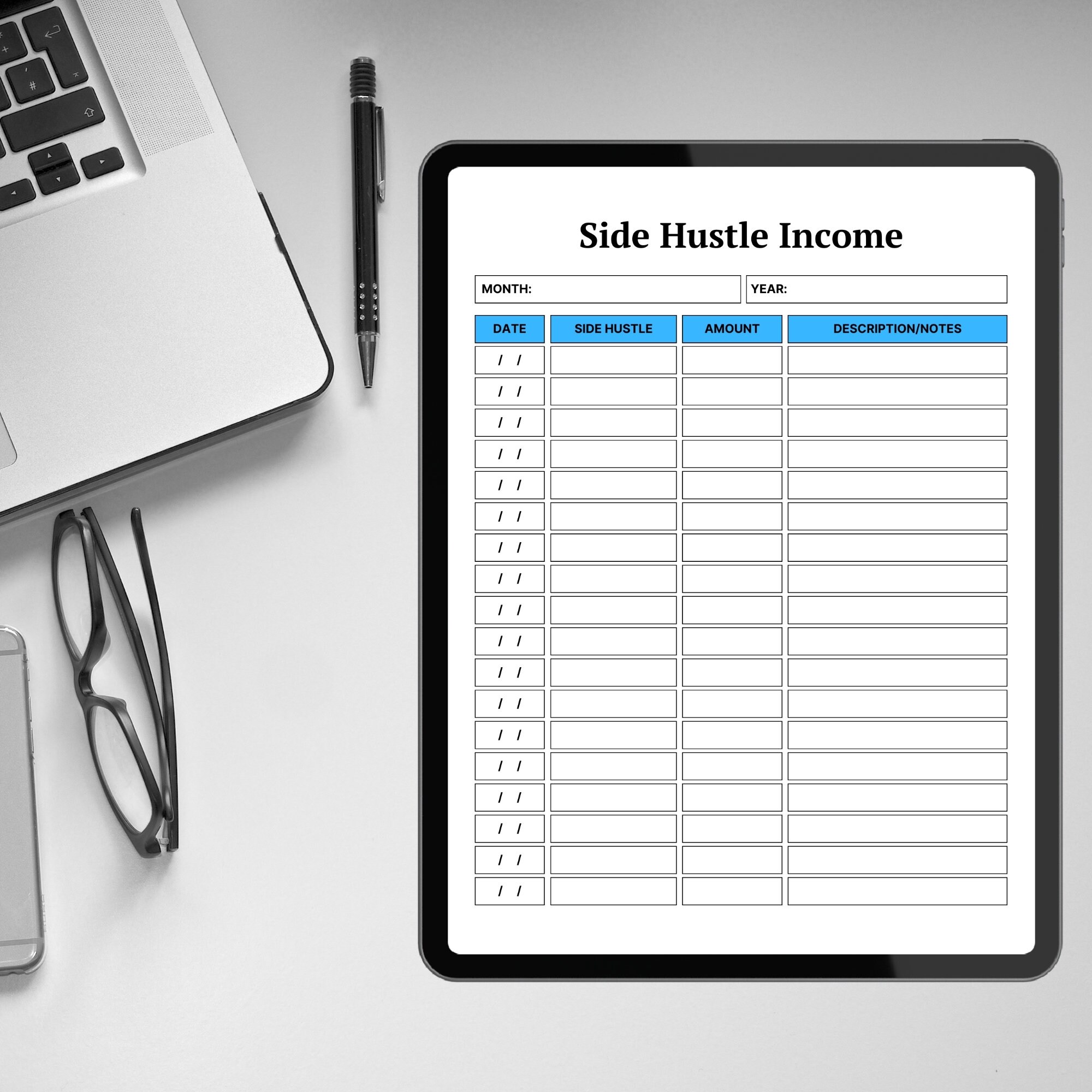 Side Hustle Income Tracker Template Printable Passive Income Stream ...
